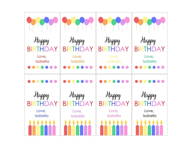 Happy Birthday Printable Tags - Editable Text - DIY Gift Tags ...