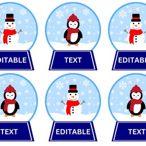 Snowman & Penguin Snow Globe Tags – Editable – Printable for Winter ...