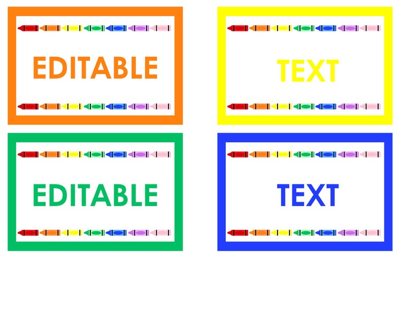 Editable Printable Crayon Name Tags and Labels Classroom & Homeschool ...