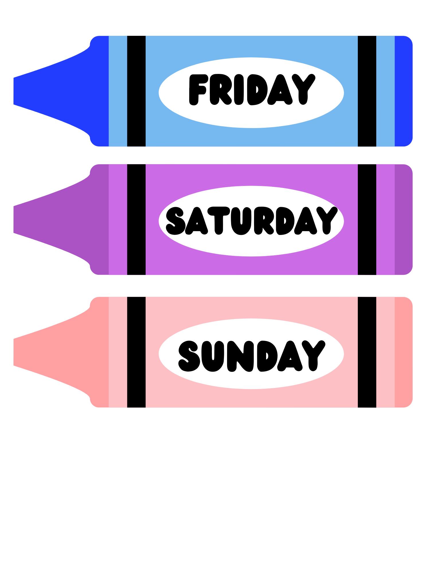 Printable Days of the Week Crayons Colorful Days of the Week Classroom ...