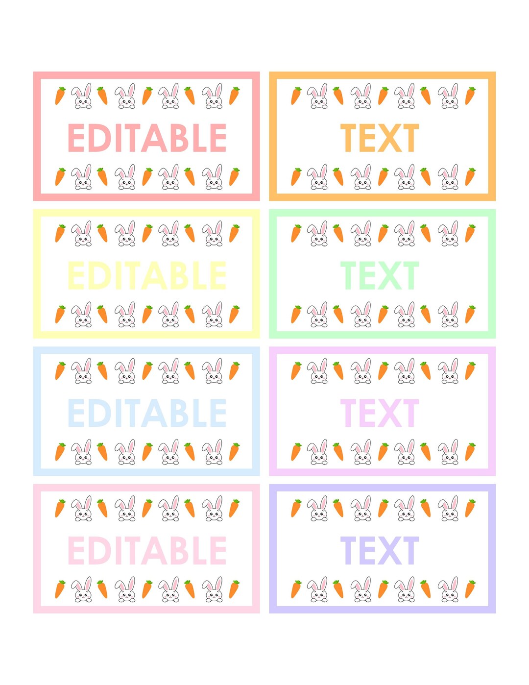 Editable Easter Bunny & Carrot Labels Template , 3.5"x2", Printable ...
