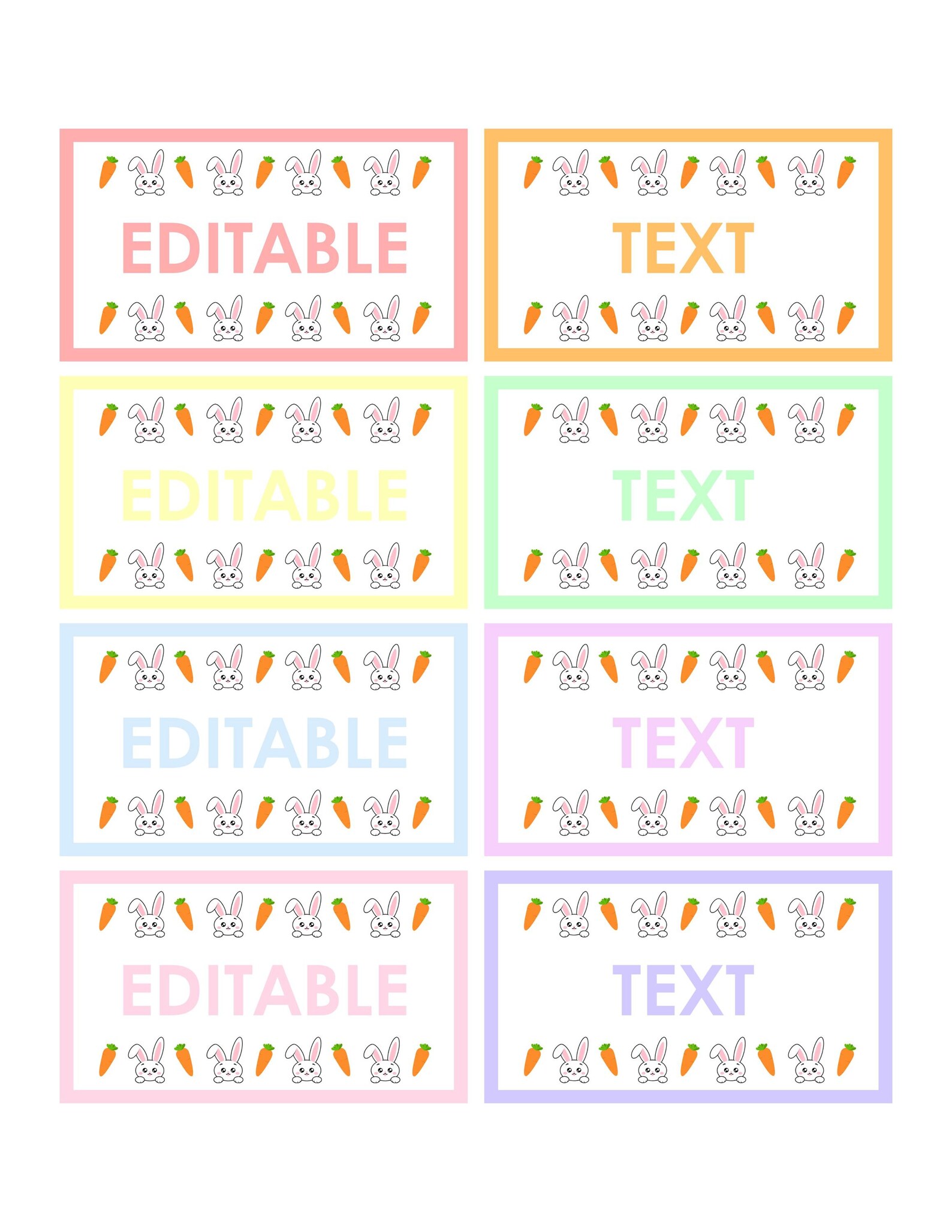 Editable Easter Bunny & Carrot Labels Template , 3.5"x2", Printable ...