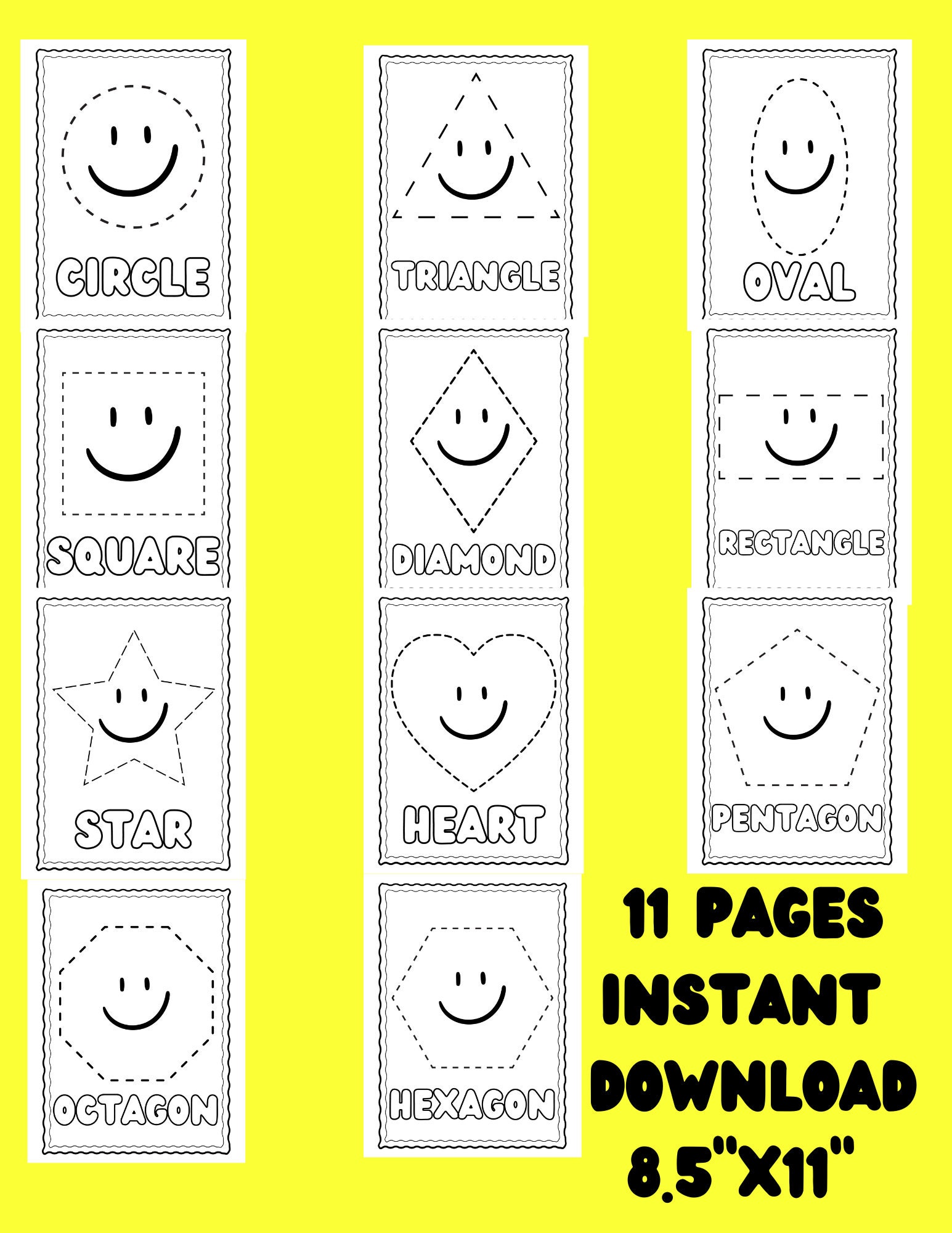 Printable Trace and Color Shapes Pages Fun Learning and Practicing ...