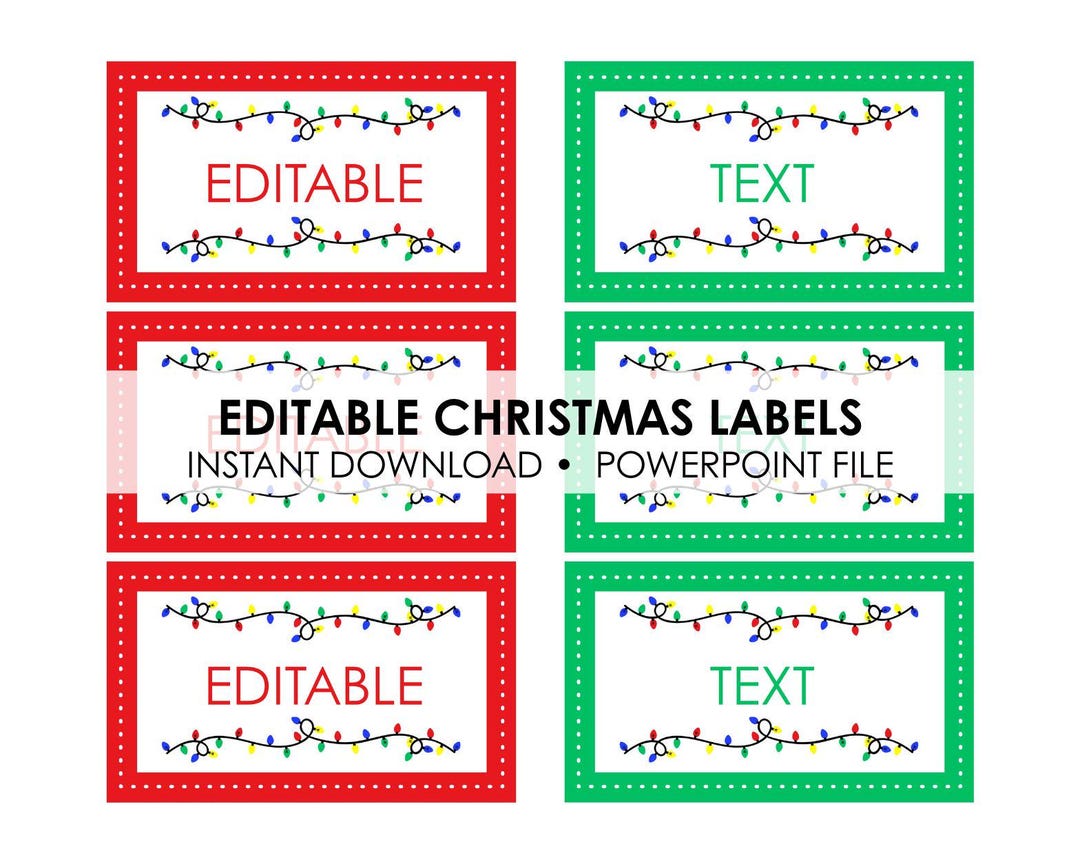 Editable Christmas Light Name Tags, Gift Tags, Labels | Holiday ...