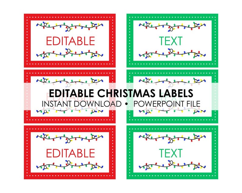 Editable Christmas Light Name Tags, Gift Tags, Labels | Holiday ...