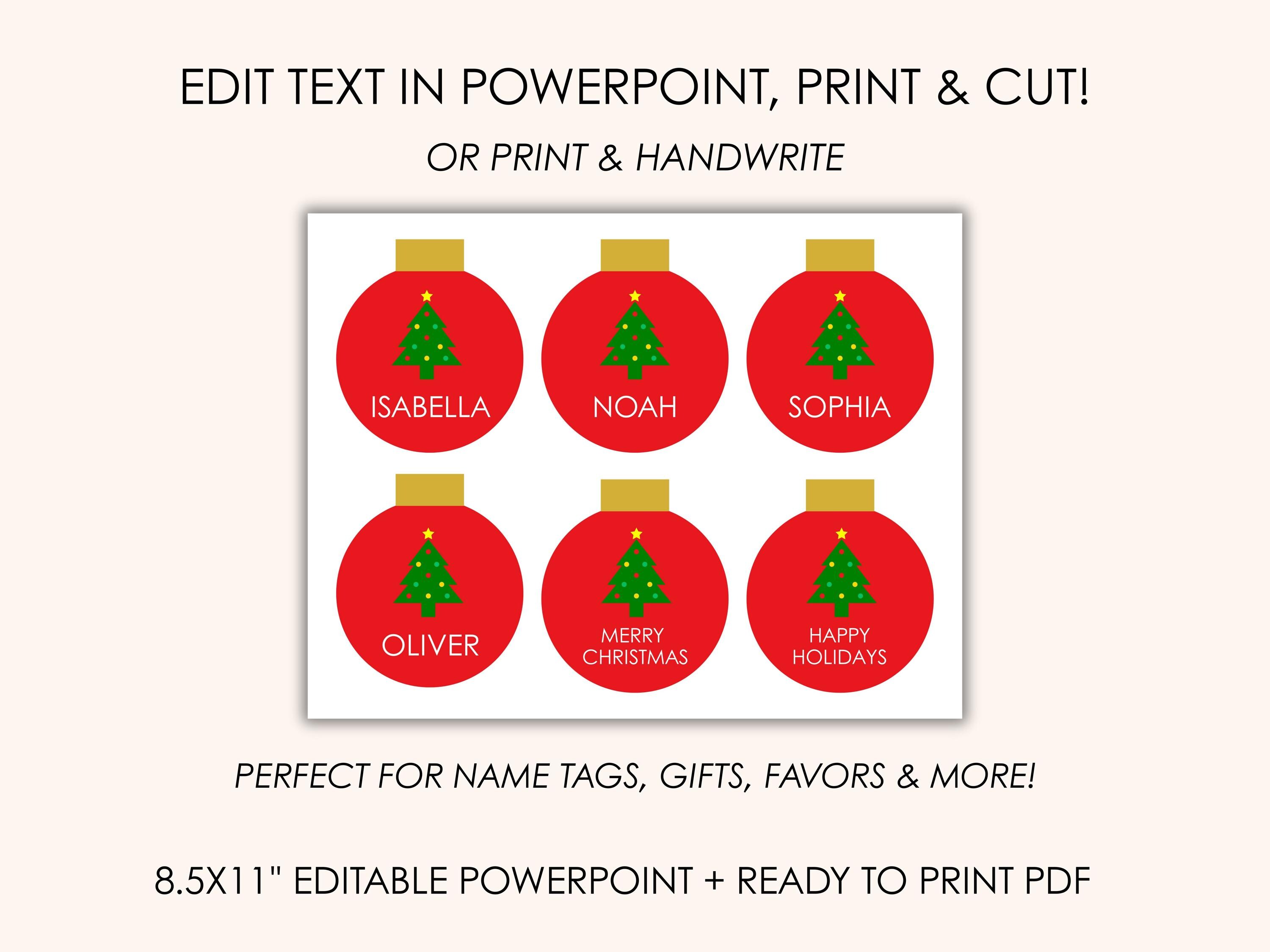 Editable Christmas Ornament Labels | Printable Reindeer + Tree Gift ...