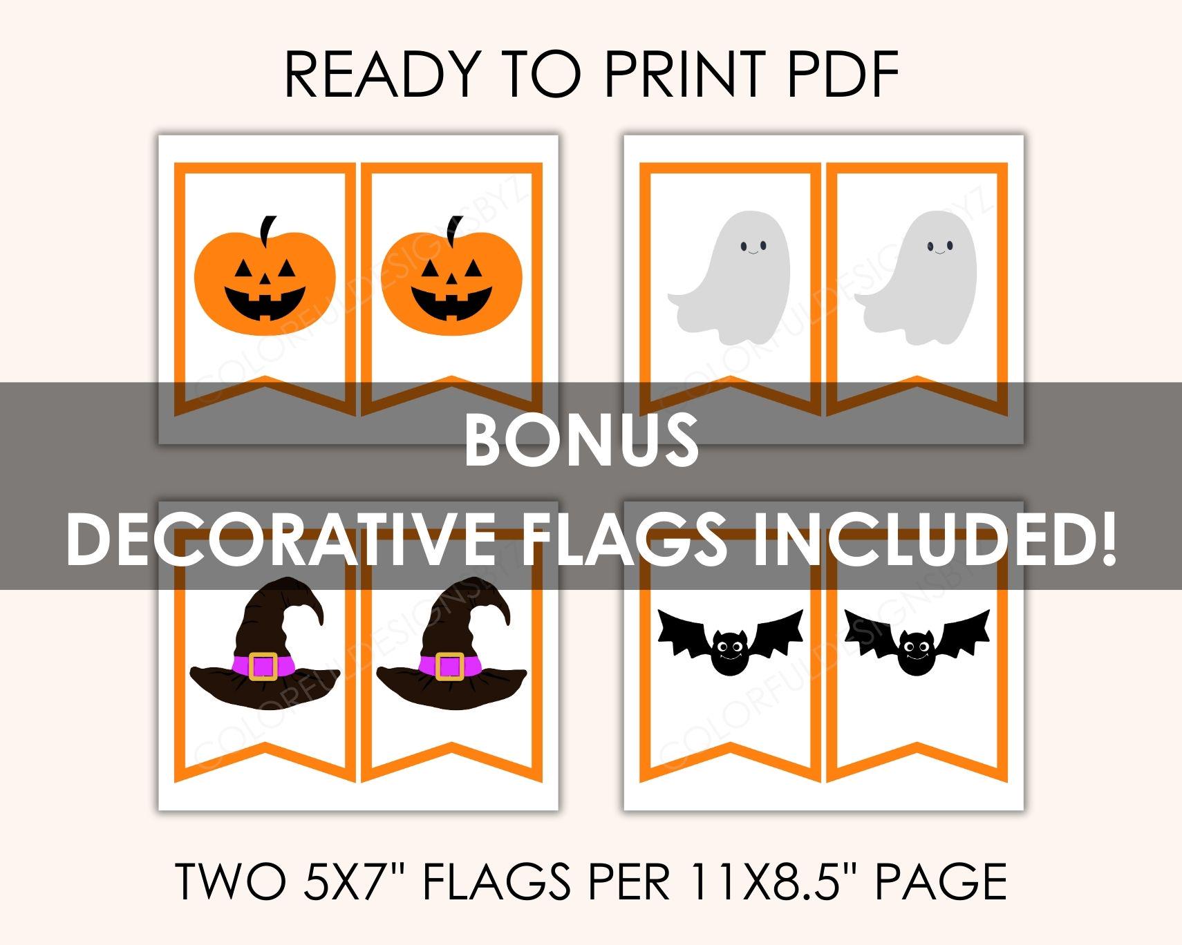 Happy Halloween Banner Printable | 5x7 Party Flags | Swallowtail Banner ...