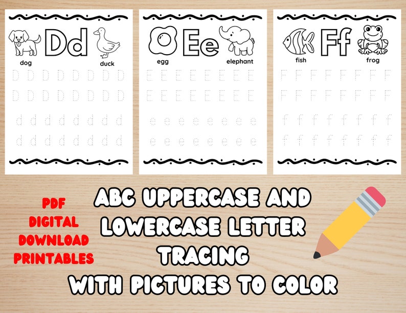 Printable Alphabet Tracing Pages A to Z Lowercase and Uppercase Letters ...