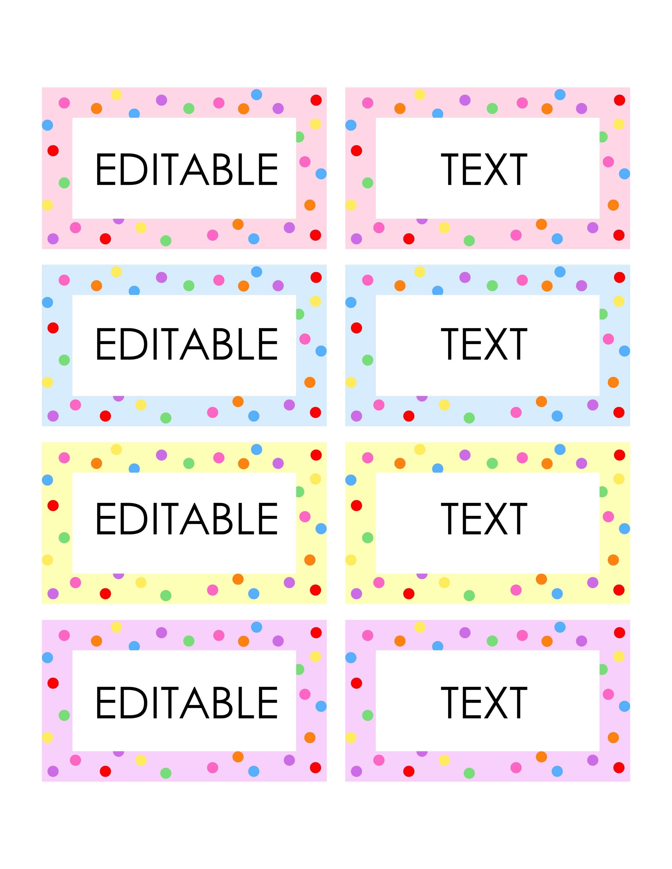 Editable Tags & Labels Printable - Polka Dot Theme - 4 Colors - Instant ...