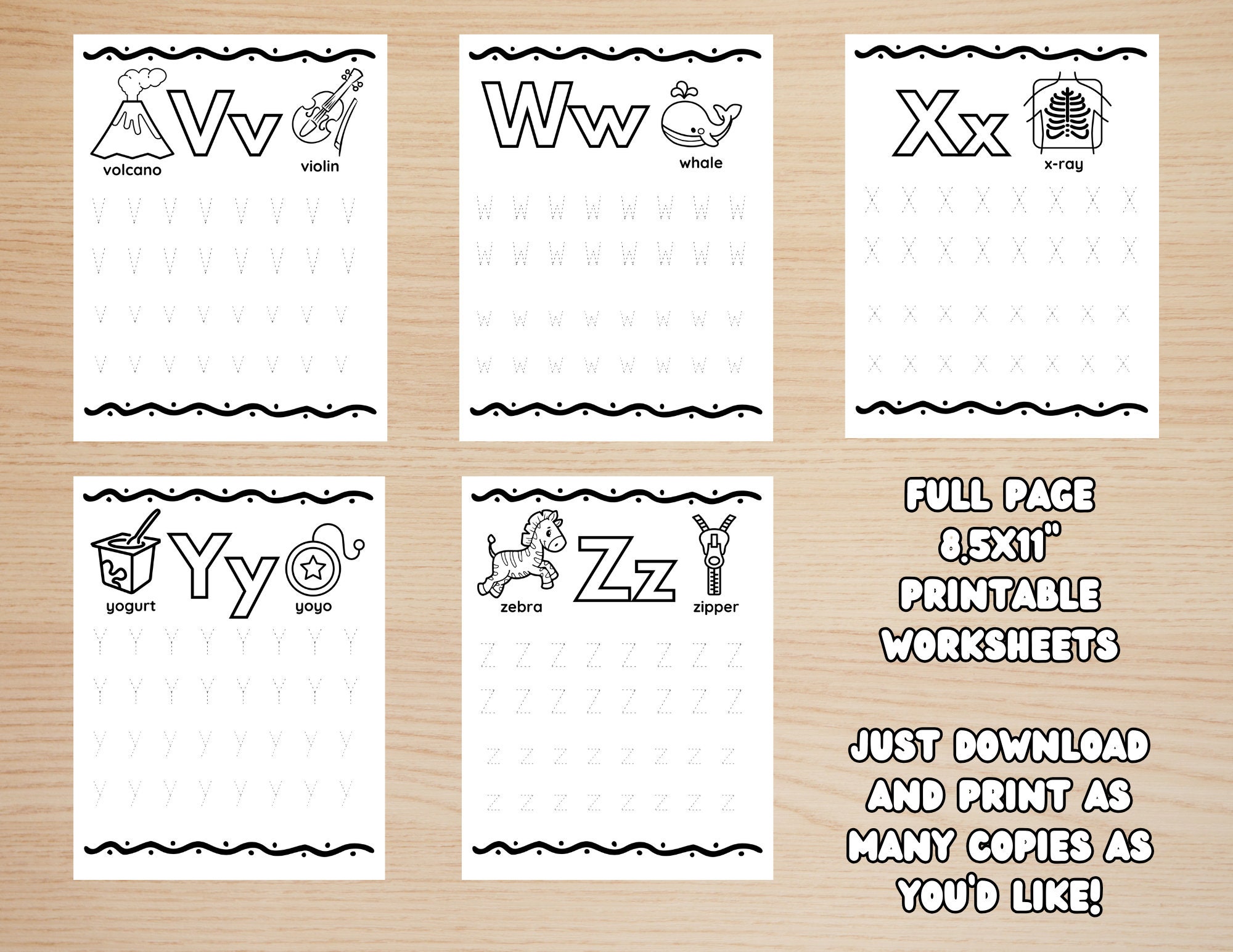 Printable Alphabet Tracing Pages A to Z Lowercase and Uppercase Letters ...