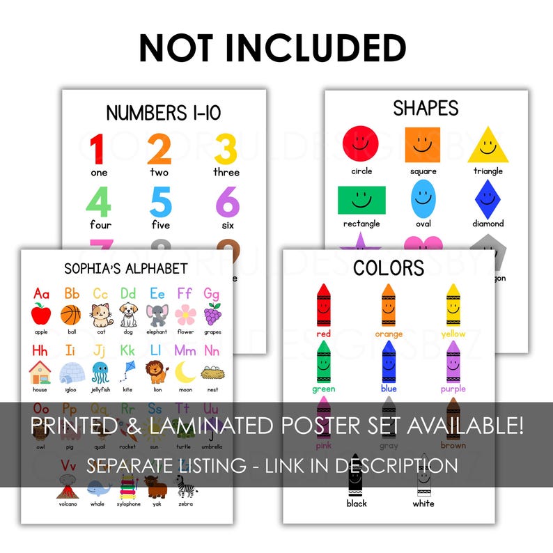 Rainbow Classroom Bundle | Printable Alphabet Posters, Numbers, Shapes ...