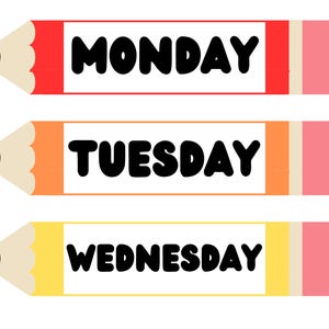 Printable 7 Days of the Week Pencils Display Early Learning Back to ...