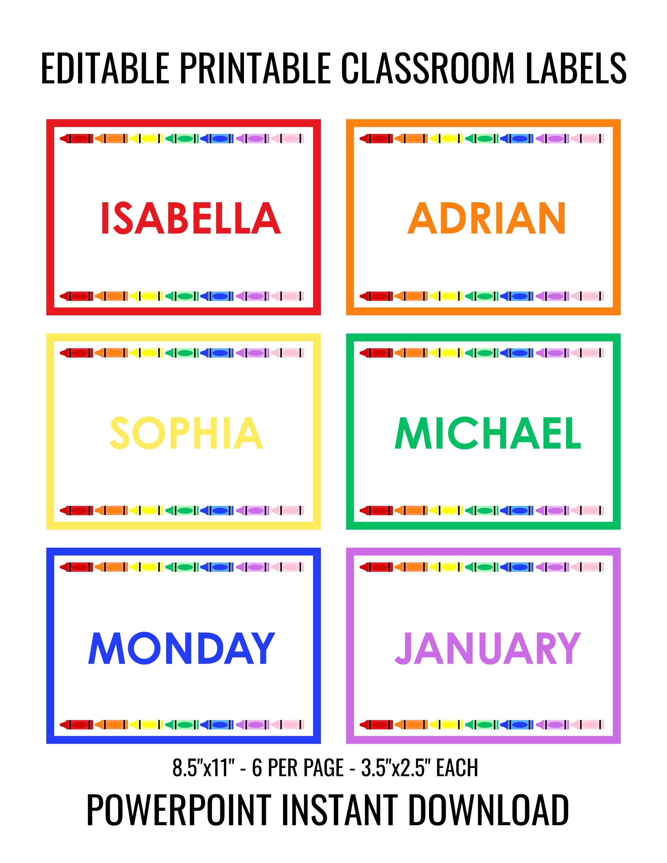 Editable Printable Crayon Name Tags and Labels | Classroom & Homeschool ...