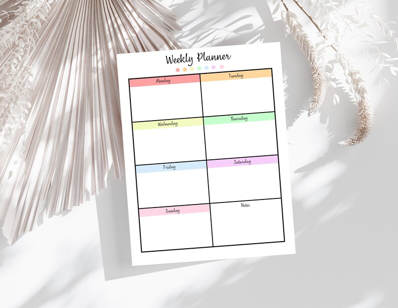 Printable Weekly Planner | Monday & Sunday Start | 2 PDF Files | 8.5 ...
