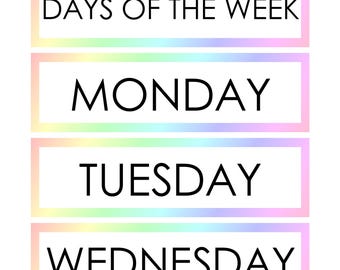 Digital Animals Days of the Week Labels, Instant PDF Download, Editable ...