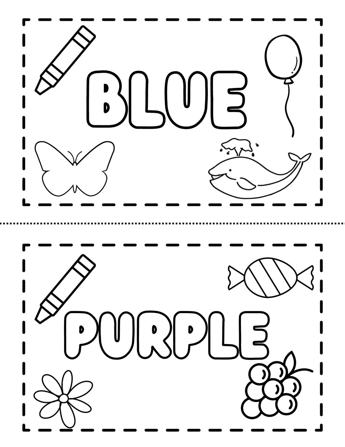 Coloring Pages Printable 11 Colors Half Sheets Learning Colors and ...