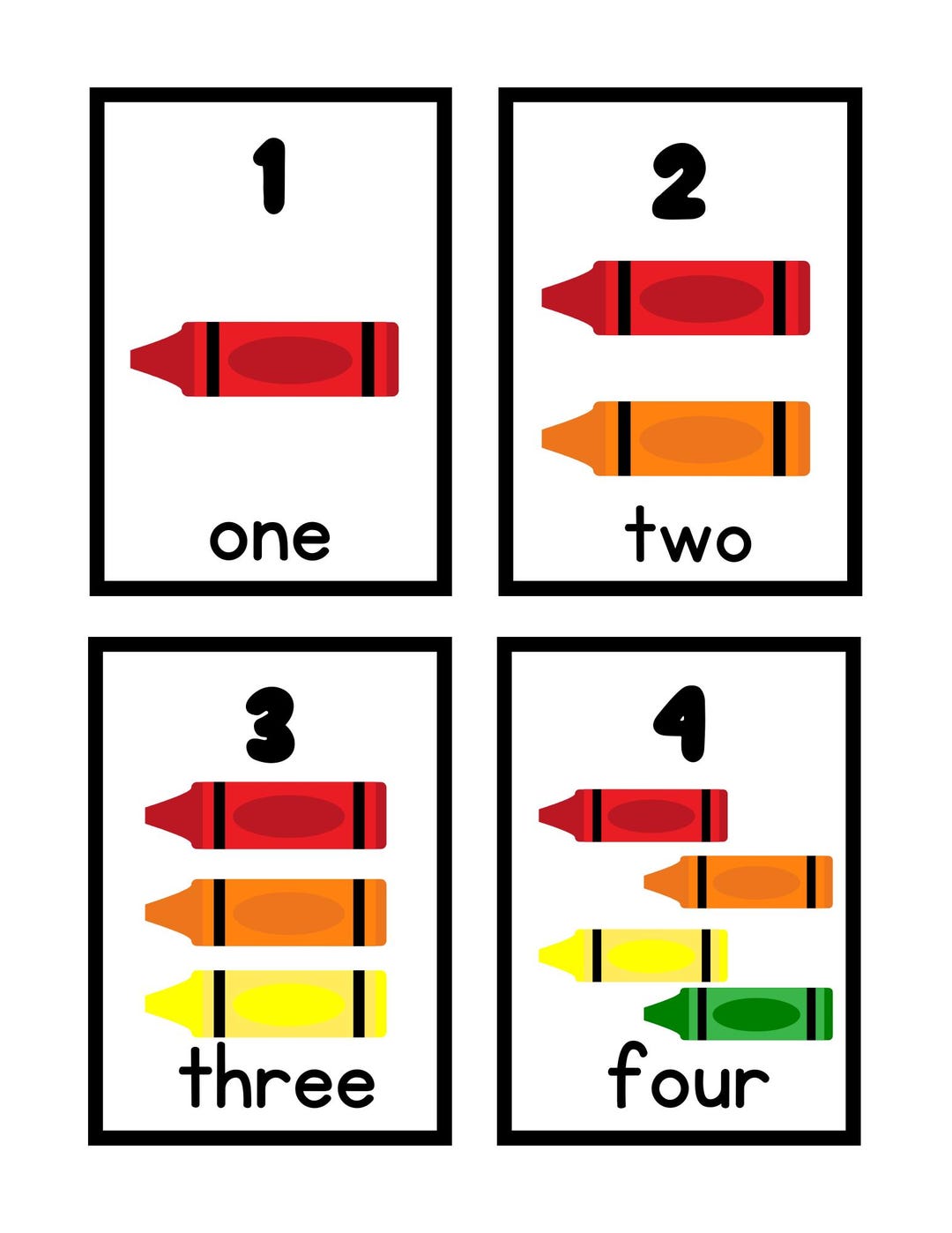 Printable Numbers 1-10 Crayon Flashcards for Toddlers and Preschoolers ...