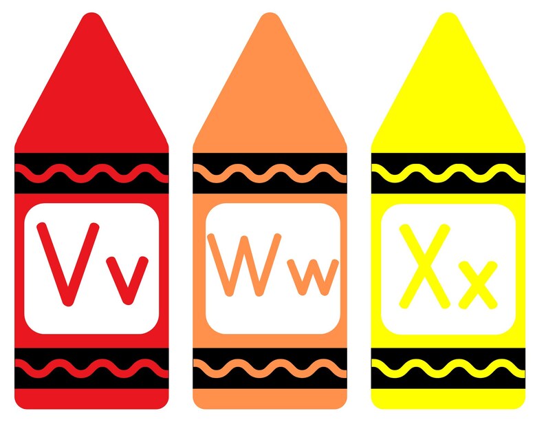 Printable Crayon Alphabet Cards A-Z Colorful ABC Flashcards for Early ...