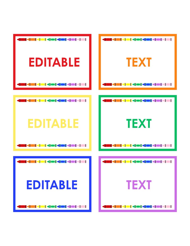 Editable Printable Crayon Name Tags and Labels | Classroom & Homeschool ...