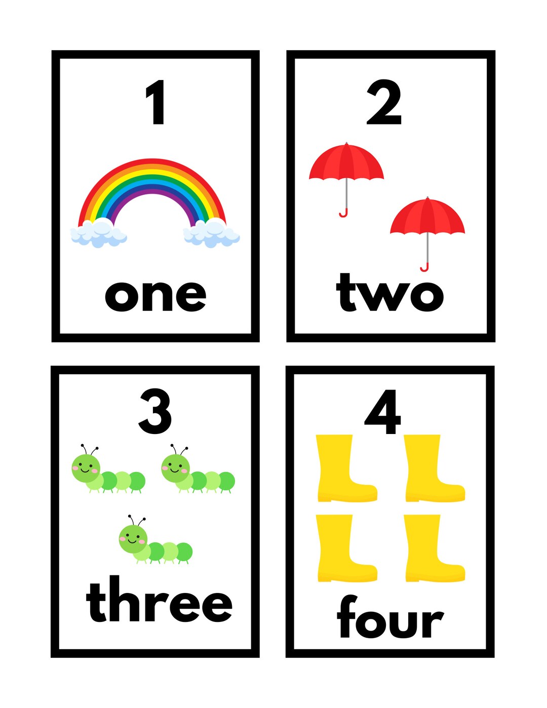 PRINTABLE Spring Themed Numbers 1-10 Flashcards for Toddlers and Kids 3 ...