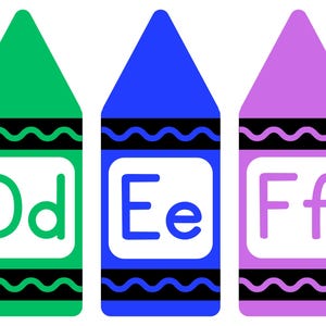 Printable Crayon Alphabet Cards A-Z Colorful ABC Flashcards for Early ...