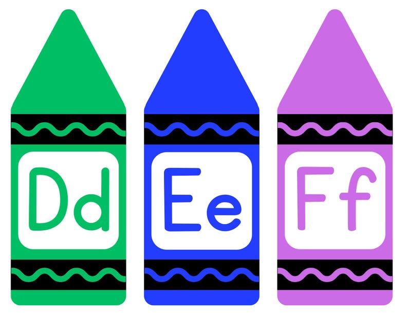 Printable Crayon Alphabet Cards A-Z Colorful ABC Flashcards for Early ...