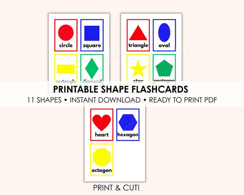 Shapes Flashcards Printable for Toddlers, Preschoolers | Early Learning ...