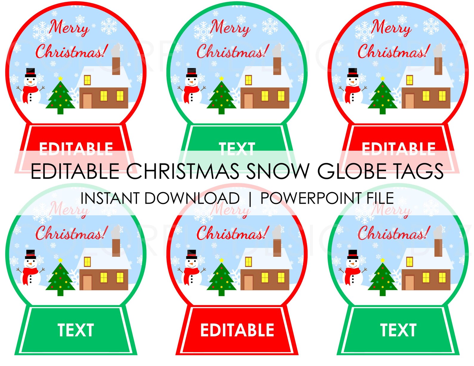 Editable Christmas Snow Globe Tags & Labels – Printable Red and Green ...