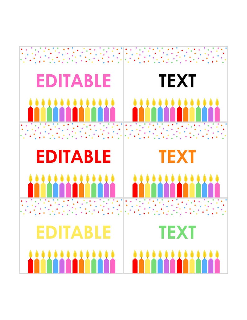 Editable Birthday Labels Printable | Colorful Party Labels Template ...