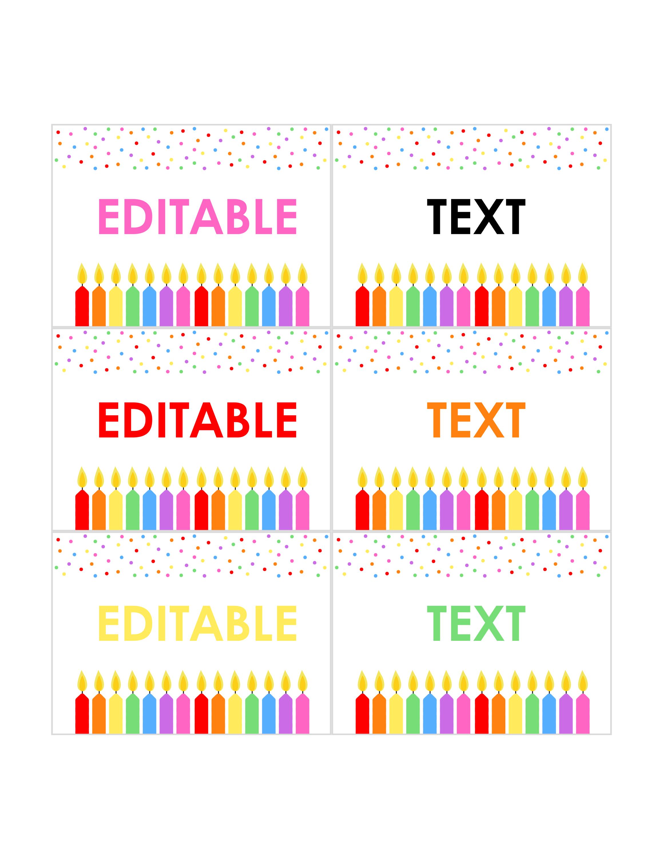 Editable Birthday Labels Printable | Colorful Party Labels Template ...