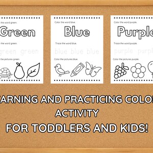 Printable Color Words Trace and Color Worksheet, Digital Download, 11 ...