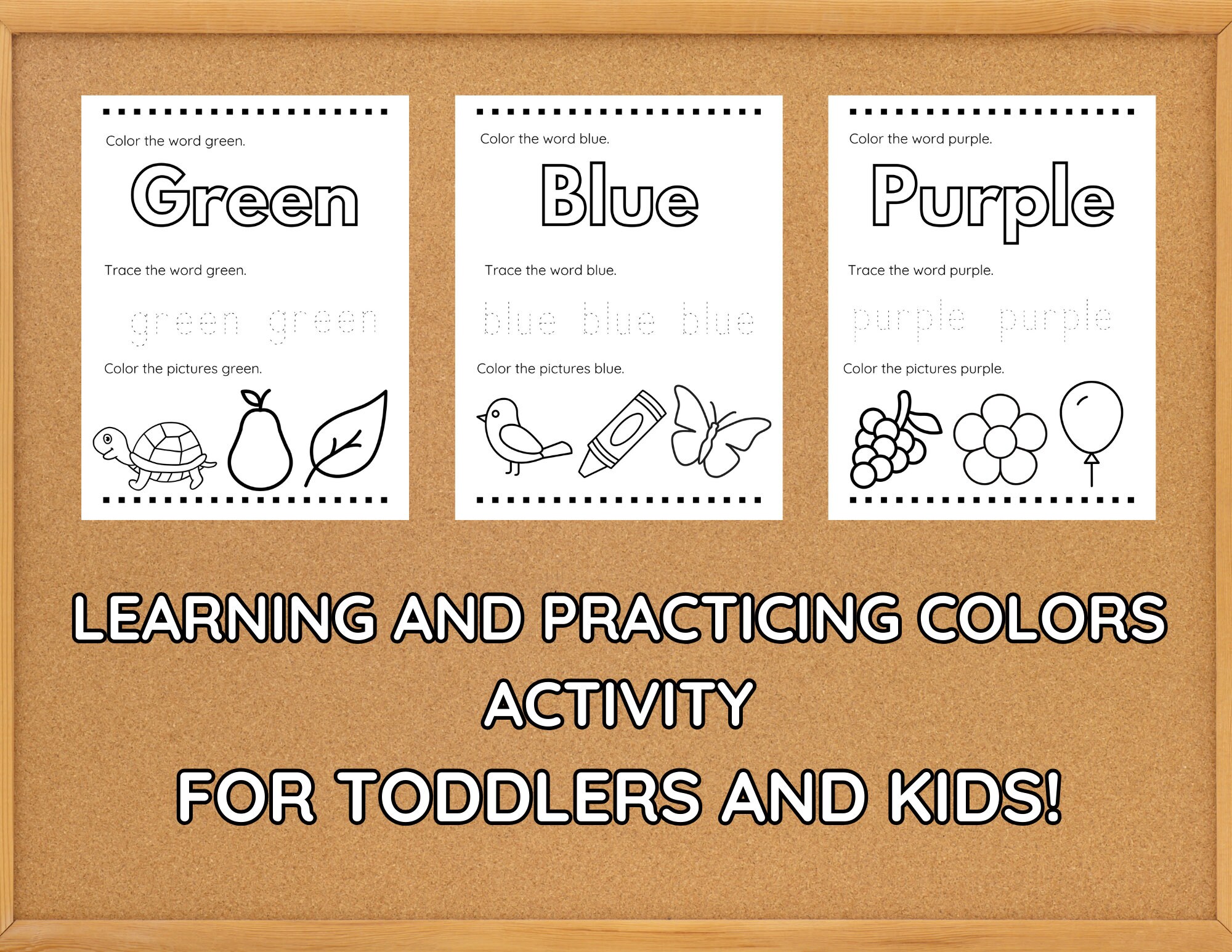 PRINTABLE Color Words Trace and Color Pages for Kids Printable Learning ...