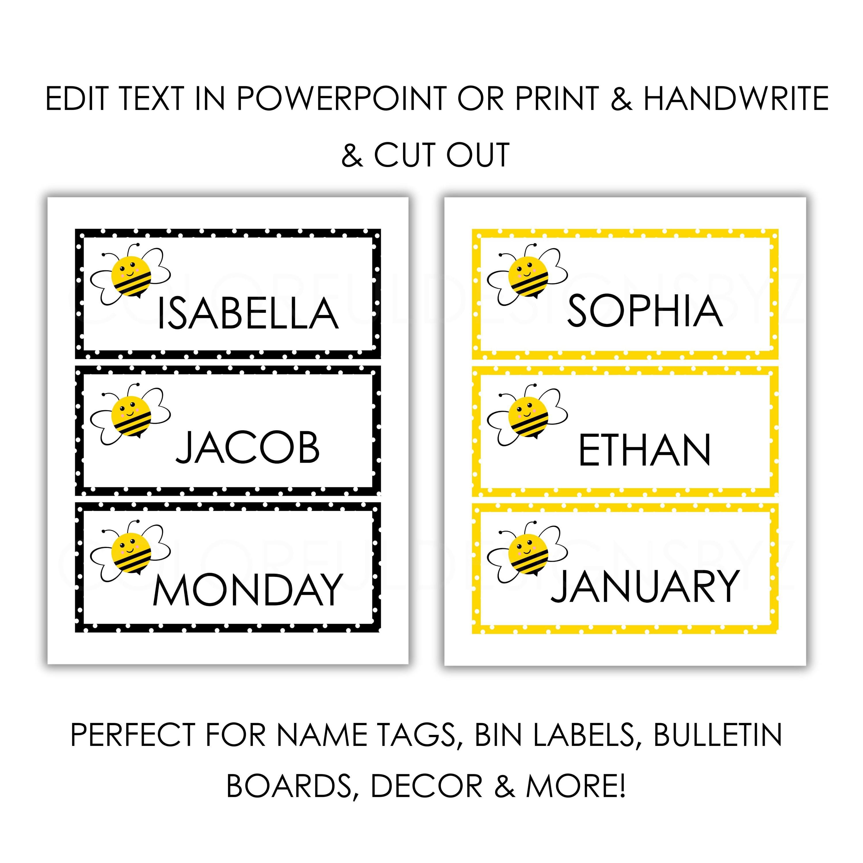 Editable Bee Classroom Labels | 7x3 & 3.5x2 Bin Labels - Etsy