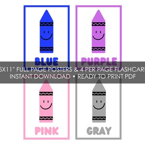 Crayon Color Posters & Flashcards | Printable Preschool Classroom Decor ...