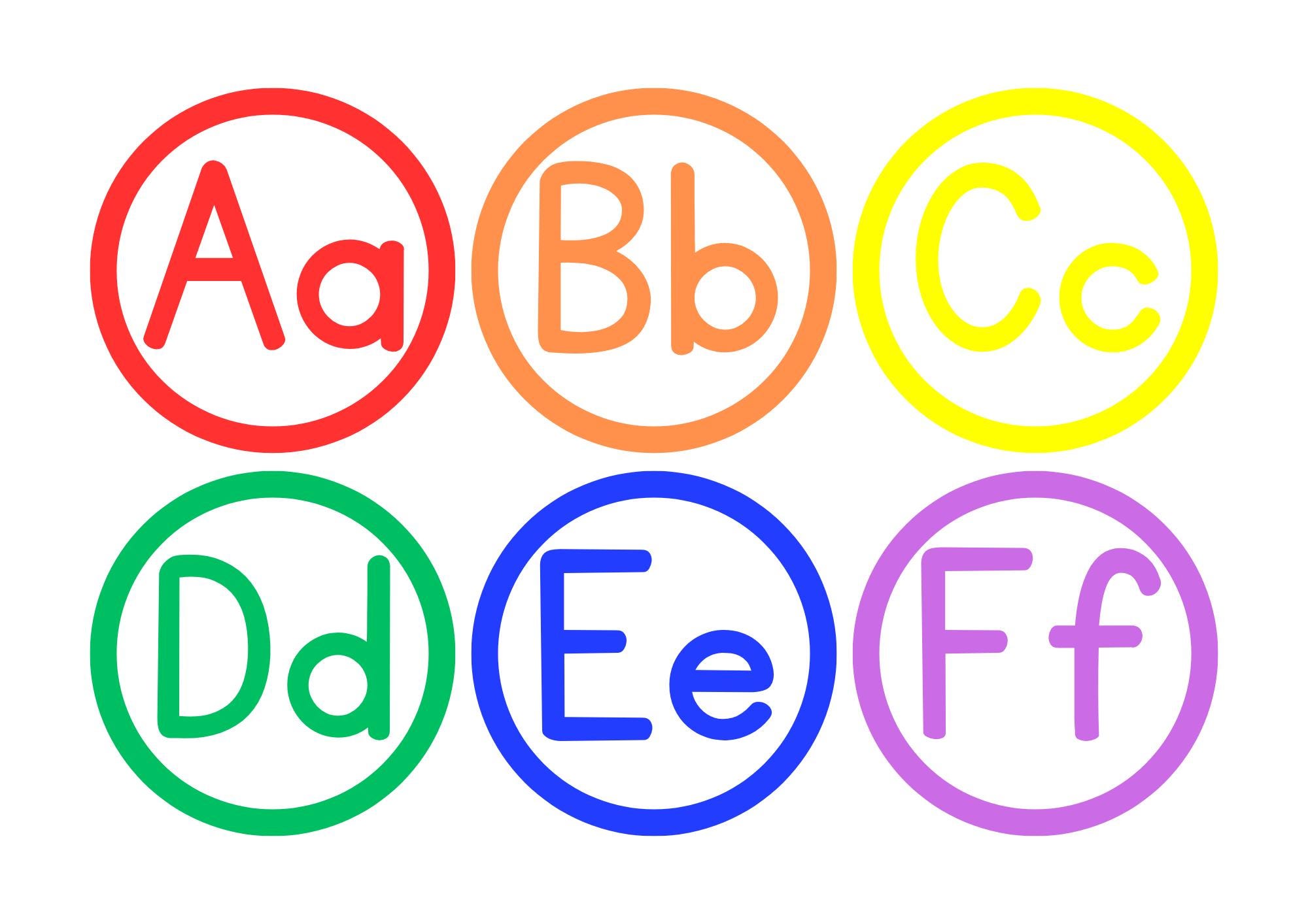 Printable Rainbow Theme CIRCLE Alphabet Cards A to Z Cards Early ...