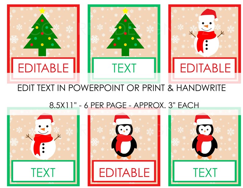 Editable Christmas Labels | Printable Holiday Name Tags | Snowman ...