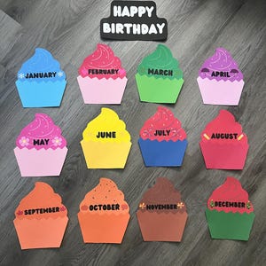 Birthday Board Cupcakes Printable | Colorful Birthday Display for ...