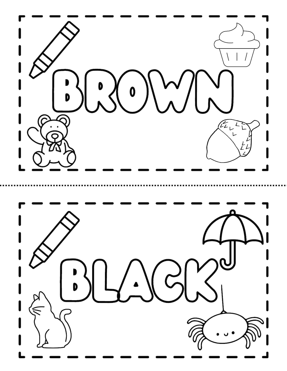 Printable Colors Coloring Half Pages for Toddlers and Kids Learning ...