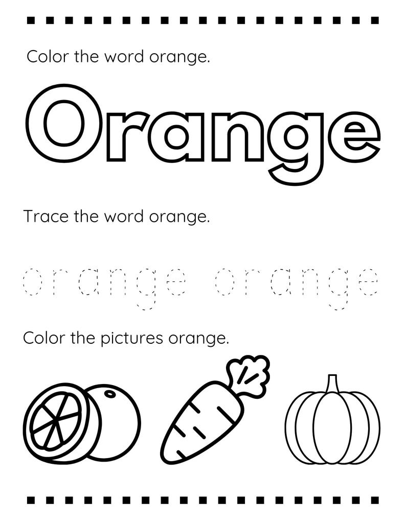 PRINTABLE Color Words Trace and Color Pages for Kids Printable Learning ...