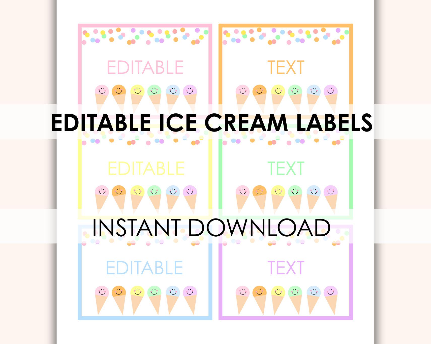 Editable Ice Cream Name Tags – Summer Classroom Labels, Party Tags, or ...