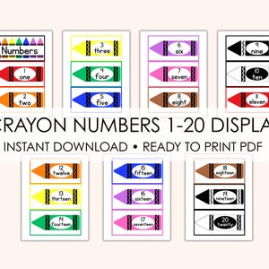 Crayon Number Cards 1–20 Printable PDF – Preschool & Kindergarten ...