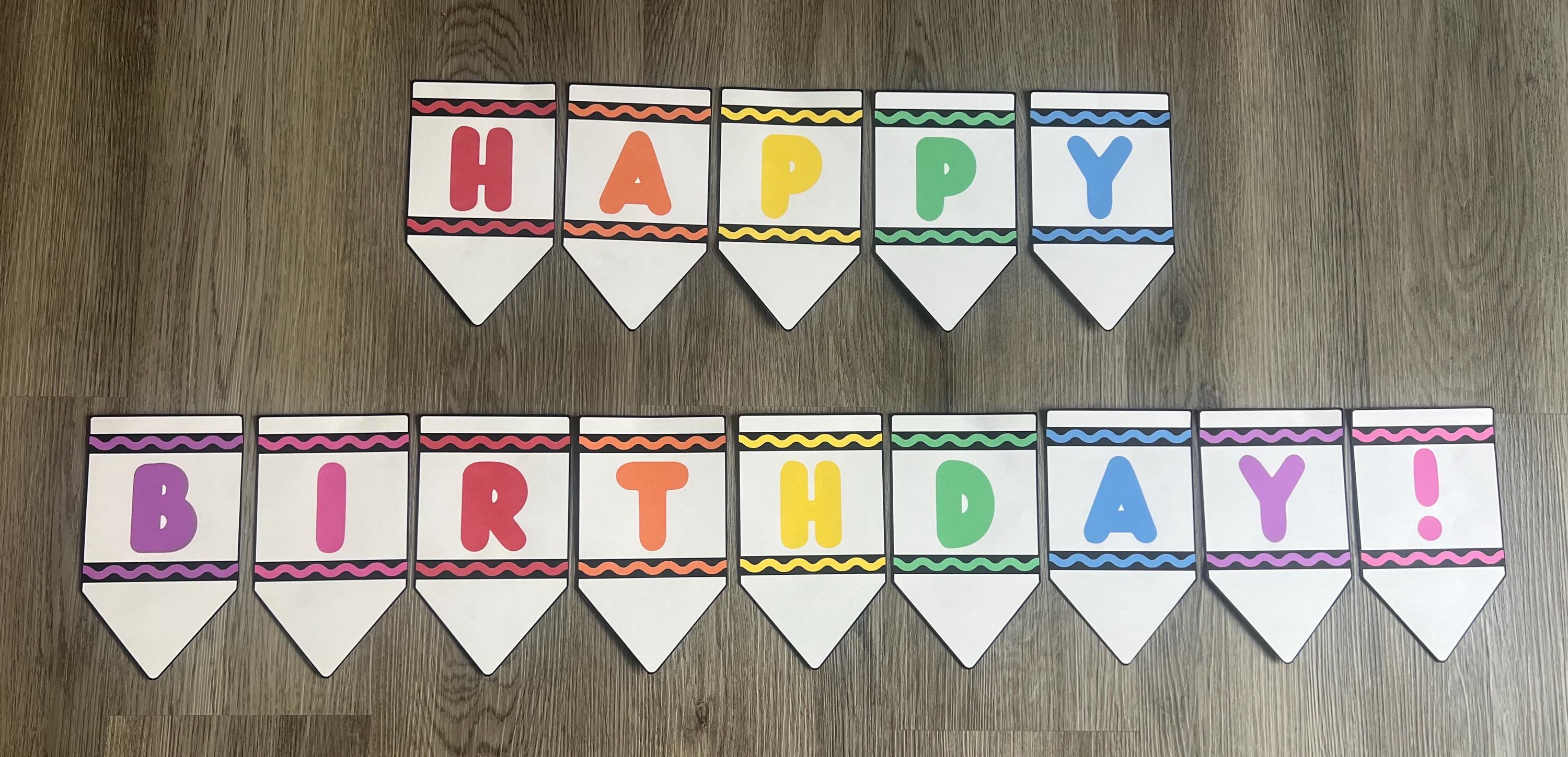 Crayon Happy Birthday Banner | Printable DIY Birthday Party Decor | PDF ...