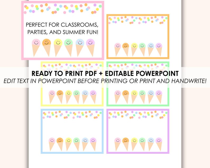 Editable Ice Cream Name Tags – Summer Classroom Labels, Party Tags, or ...