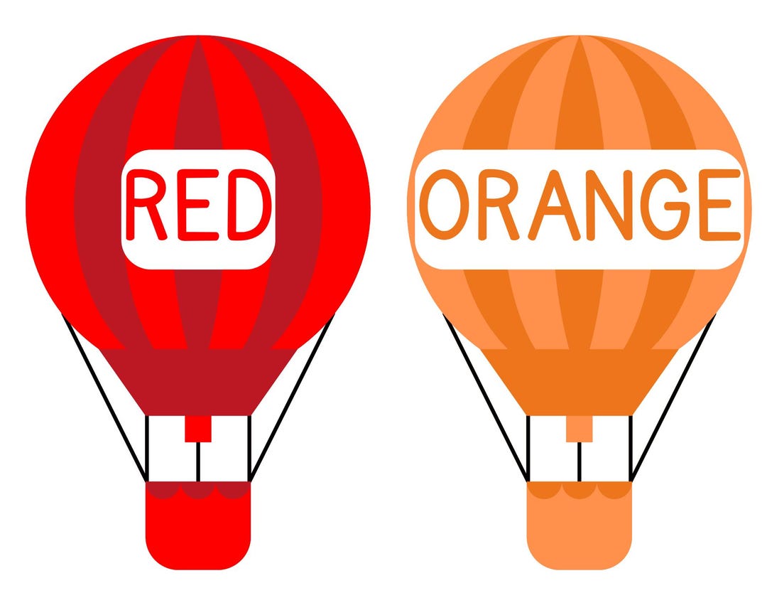 Printable Hot Air Balloon Theme Colors Early Learning Learning Colors ...