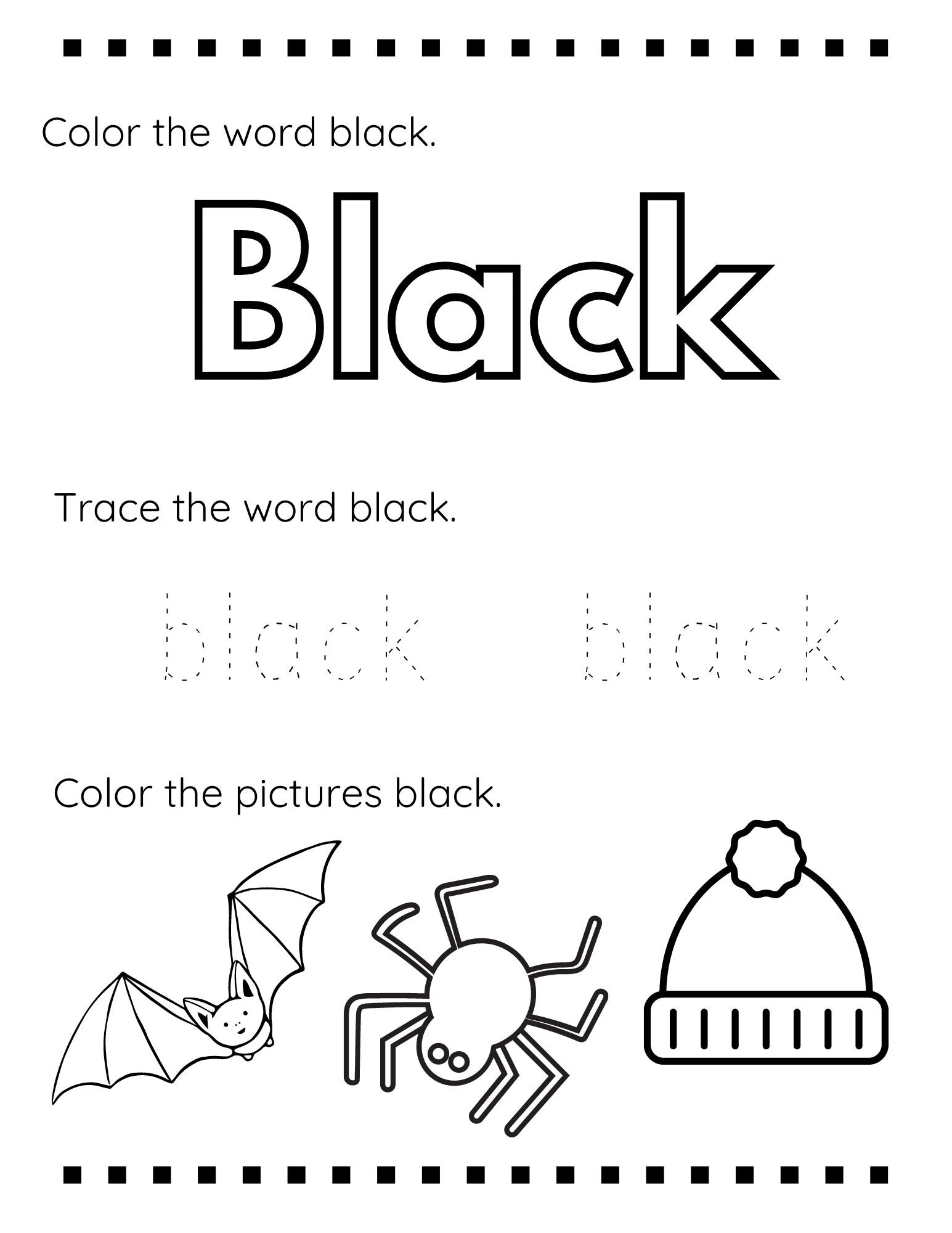 PRINTABLE Color Words Trace and Color Pages for Kids Printable Learning ...