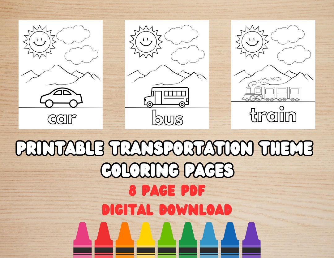 Printable Transportation Theme Coloring Pages for Toddlers and Kids ...