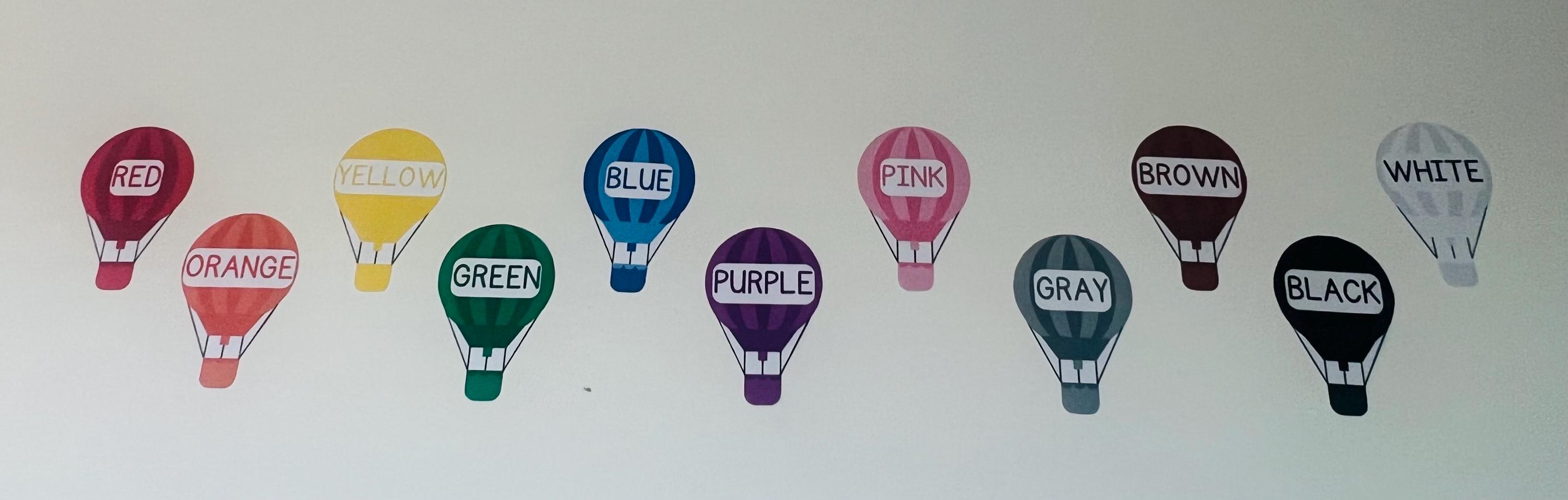 Printable Hot Air Balloon Theme Colors | Early Learning | Learning ...