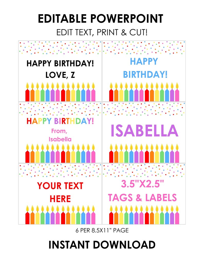 Editable Birthday Labels Printable | Colorful Party Labels Template ...