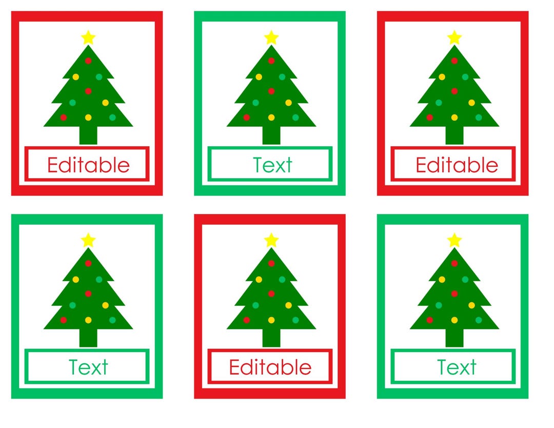 Editable Christmas Tree Labels and Tags Red & Green Printable for Name ...