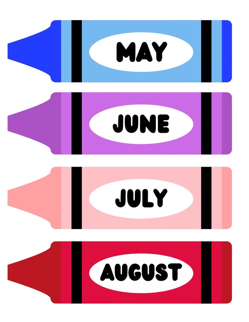 Printable 12 Months of the Year Crayons Early Learning Classroom ...